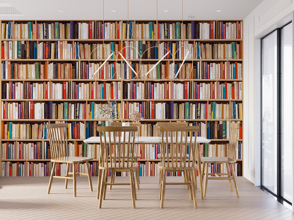 Brown Bookshelf Book 3D Wallpaper Peel and Stick Removable - Etsy