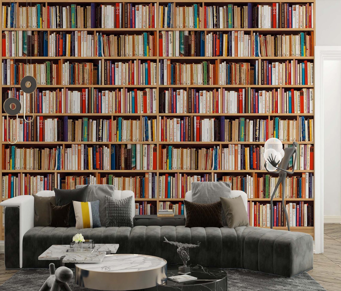 Brown Bookshelf Book 3D Wallpaper Peel and Stick Removable - Etsy
