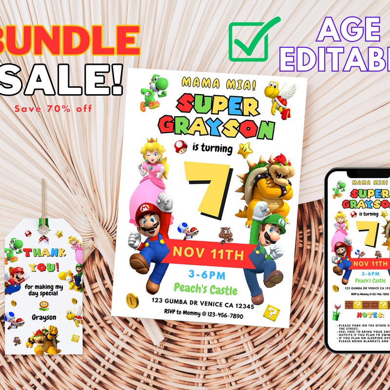 Mario Birthday Party - Etsy