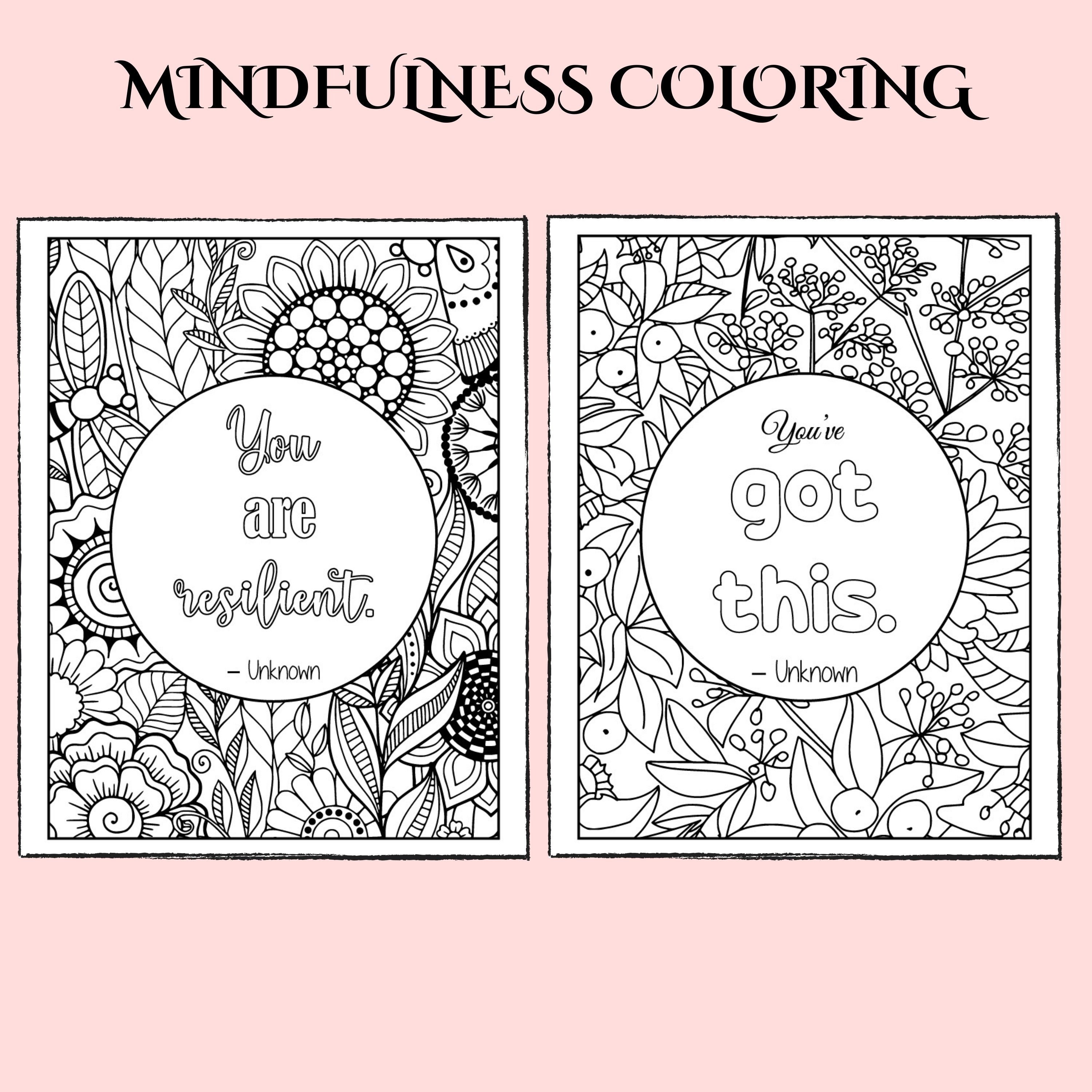 50 Mental Health Quotes Coloring Book for Relaxation and Positivity ...