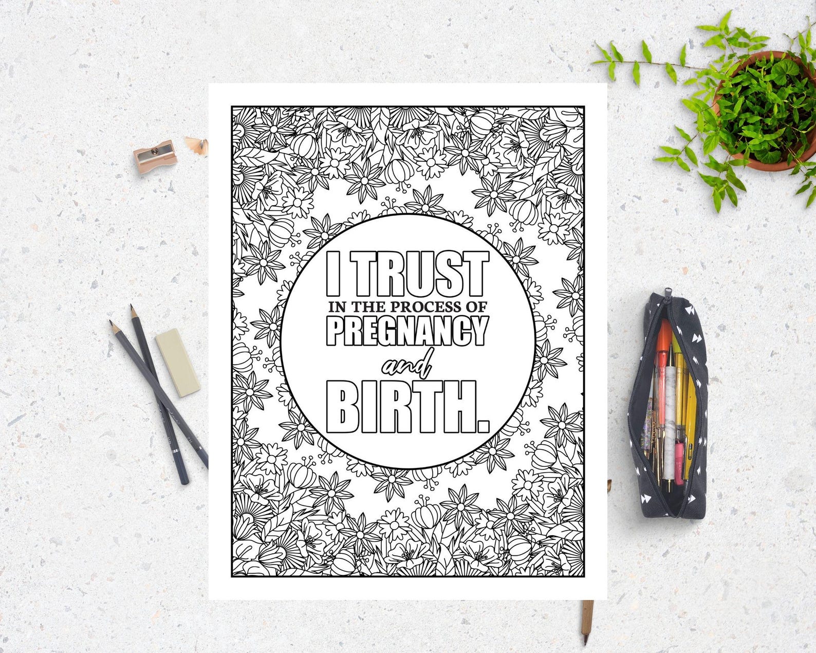 Pregnancy Coloring Pages | Pregnancy Relaxation Gifts for Women ...