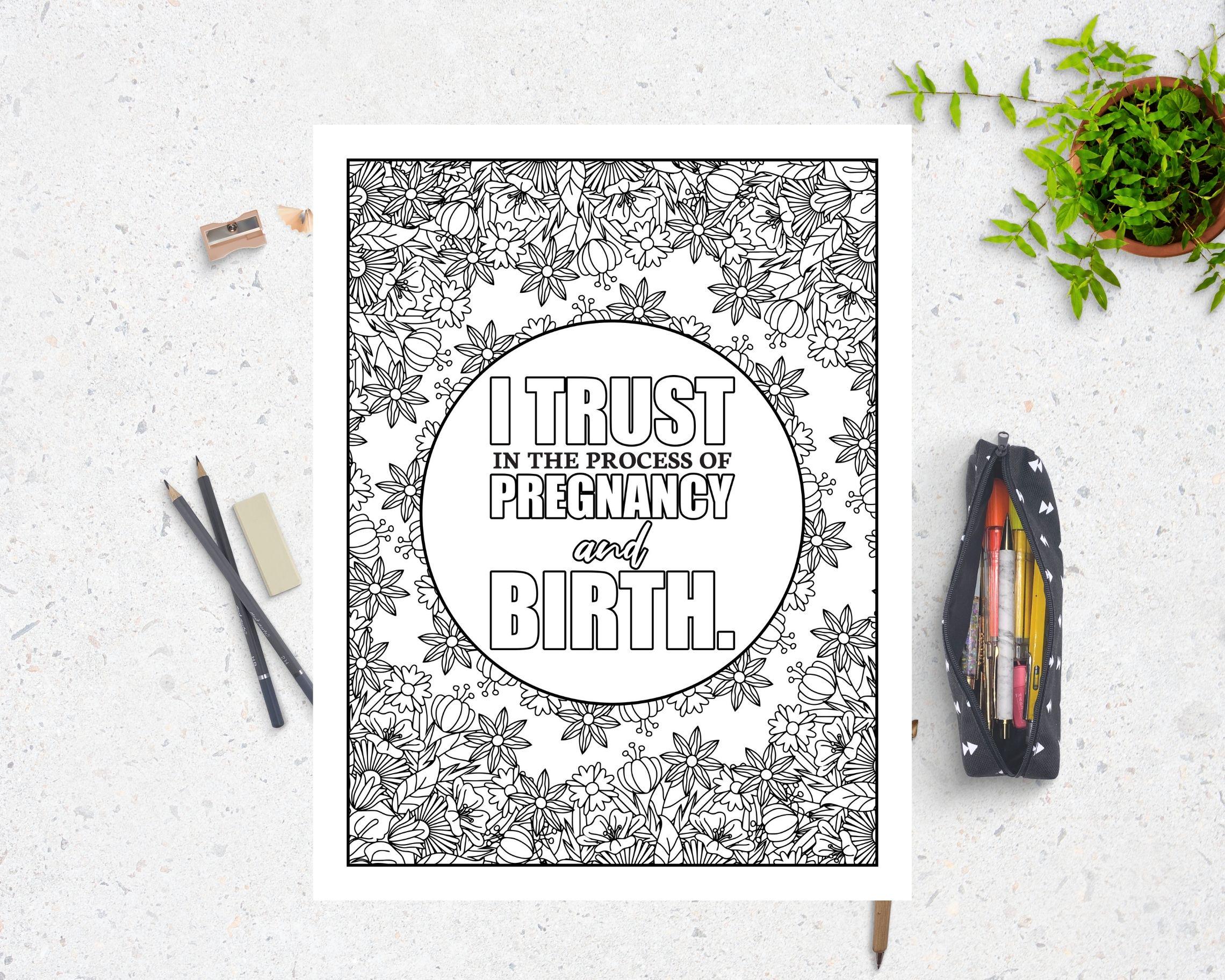 Pregnancy Coloring Book: 50 Affirmation Pages (digital Download) - Etsy