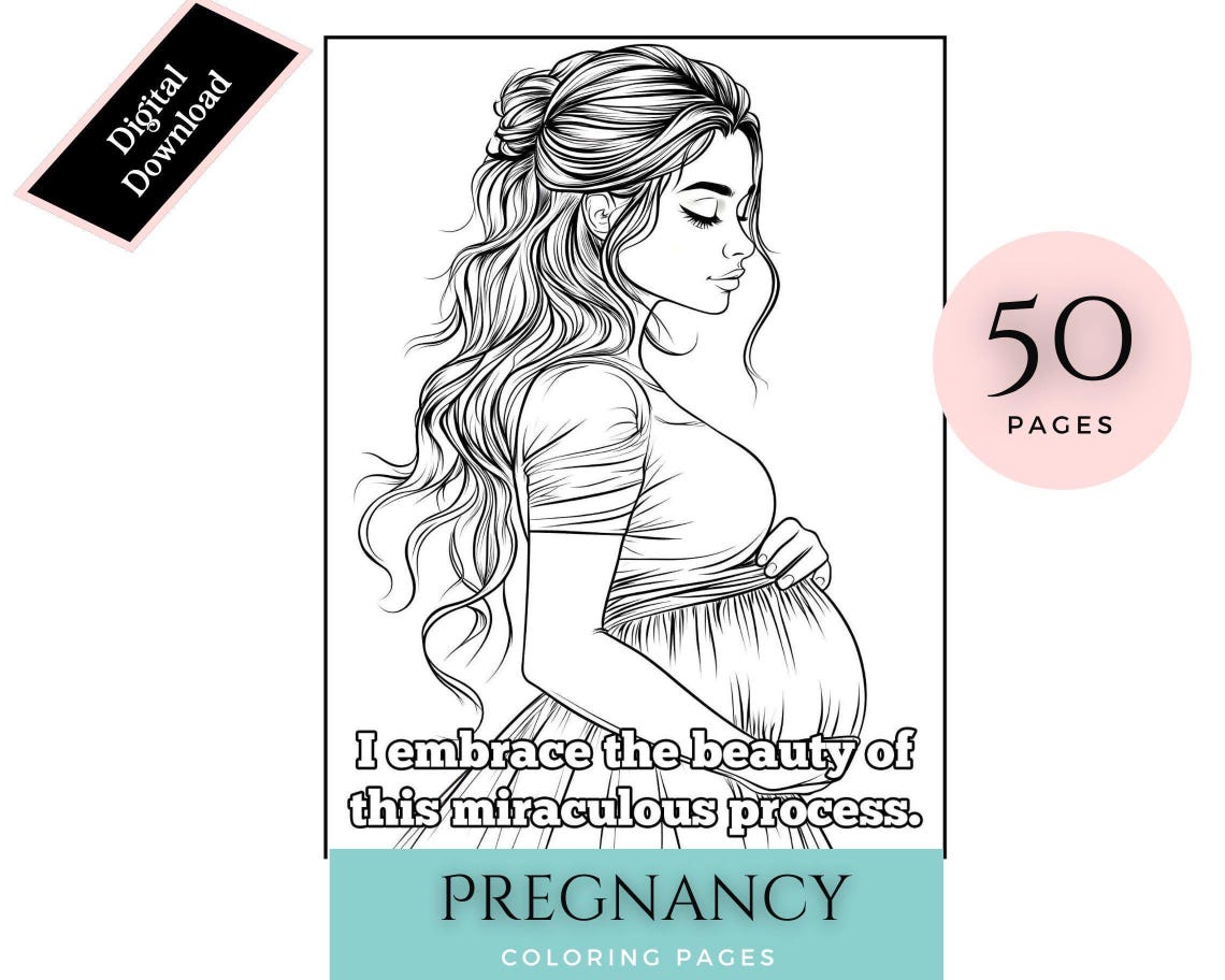 Pregnancy Coloring Pages | Pregnancy Relaxation Gifts for Women ...