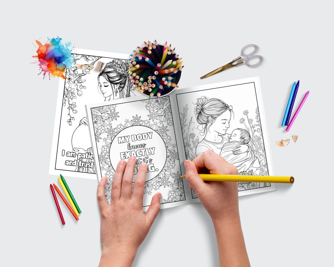 Pregnancy Coloring Pages | Pregnancy Relaxation Gifts for Women ...