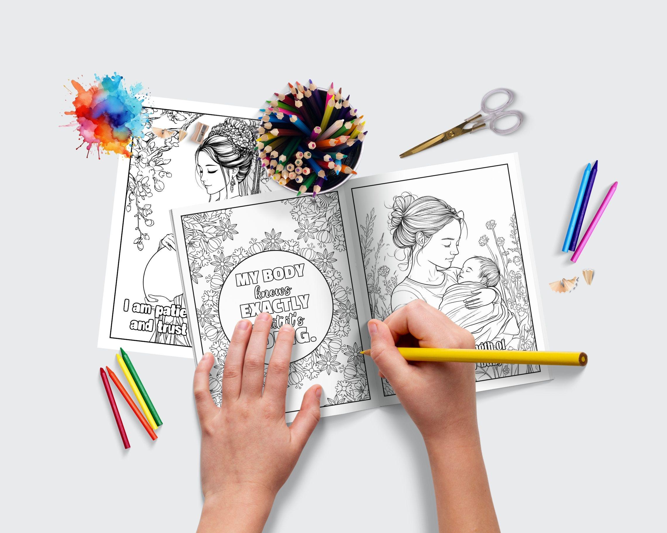 Pregnancy Coloring Pages | Pregnancy Relaxation Gifts for Women ...