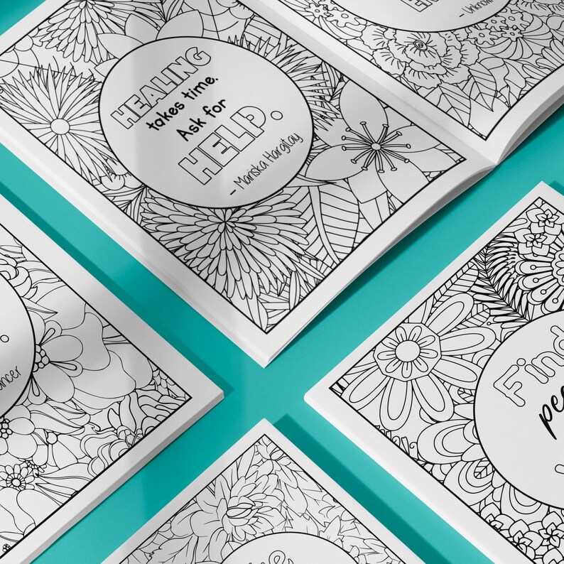 Mental Health Coloring Book for Relaxation, Mindfulness Pages, Positive ...