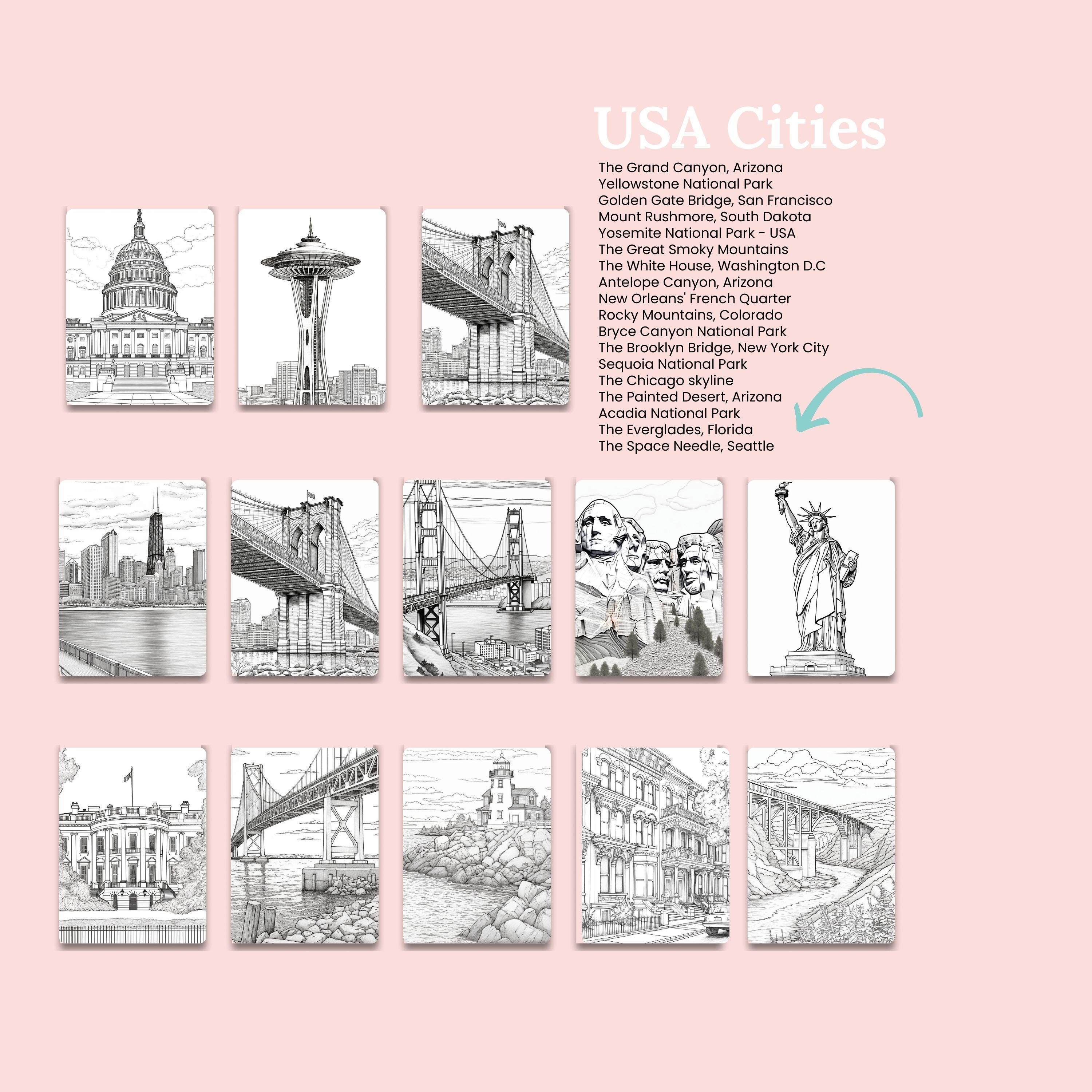 City Coloring Pages, 50 Printable Cities Designs, Digital Download for ...