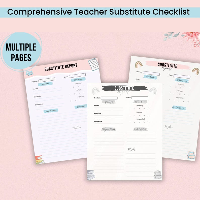 Substitute Teacher Report Substitute Teacher Lesson Plan While You Were ...