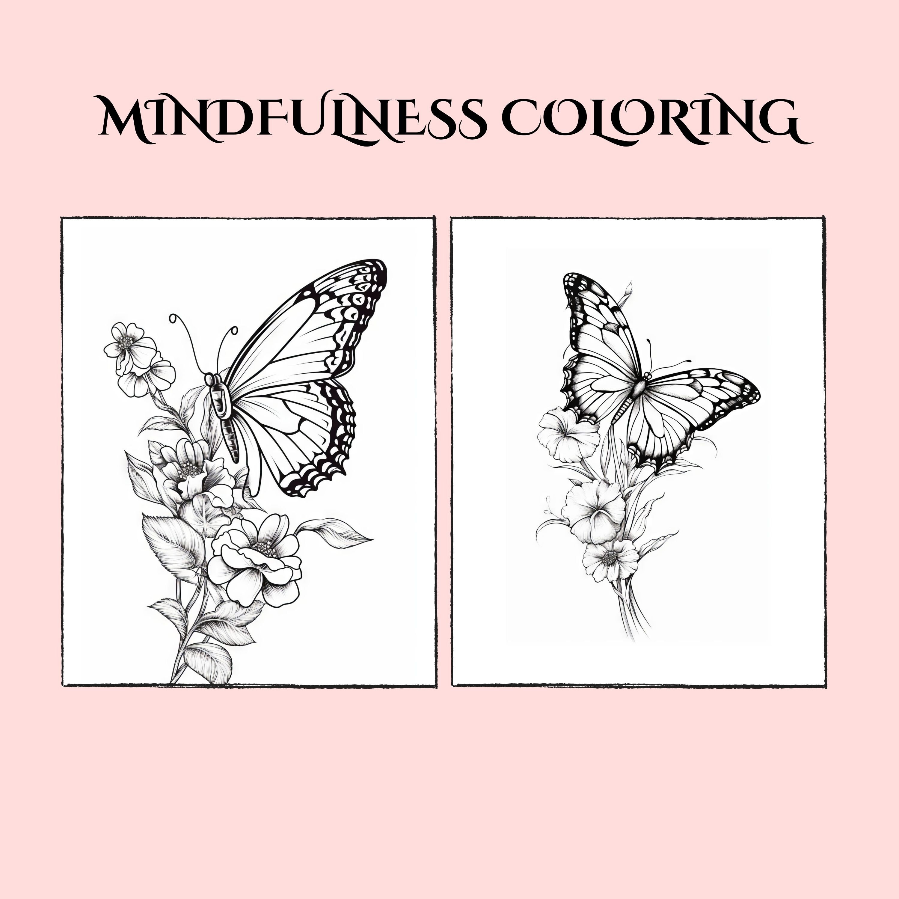 Mindfulness Coloring Butterfly Coloring Pages Coloring for Relaxation ...