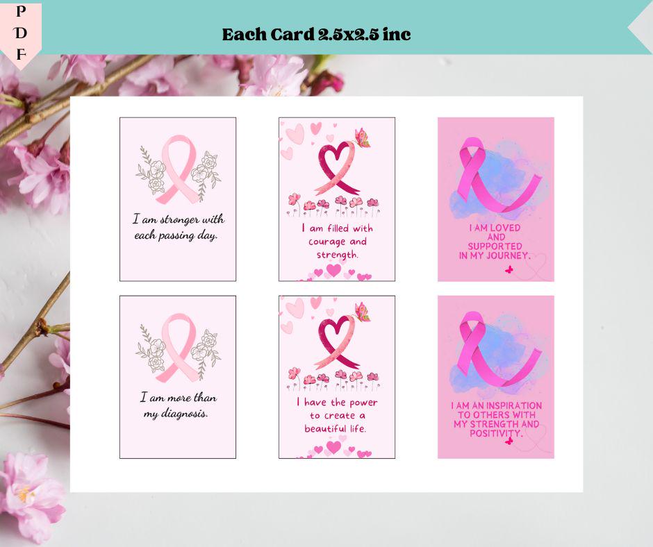Breast Cancer Support: Printable Affirmation Cards With Positive Quotes ...