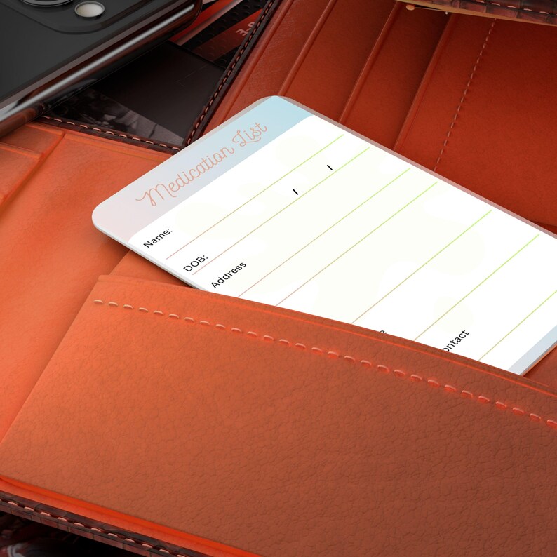 Medication List Wallet Card: Emergency Medical Info (printable Instant ...