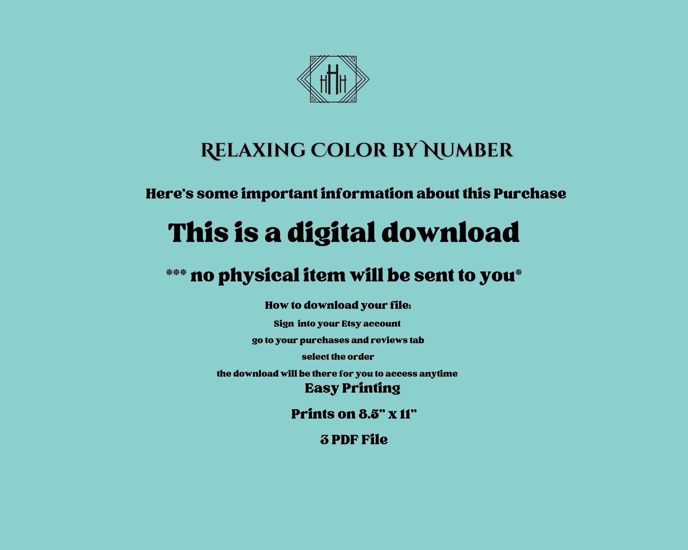Adult Color by Number Pages: 50 Printable Coloring Sheets (digital ...