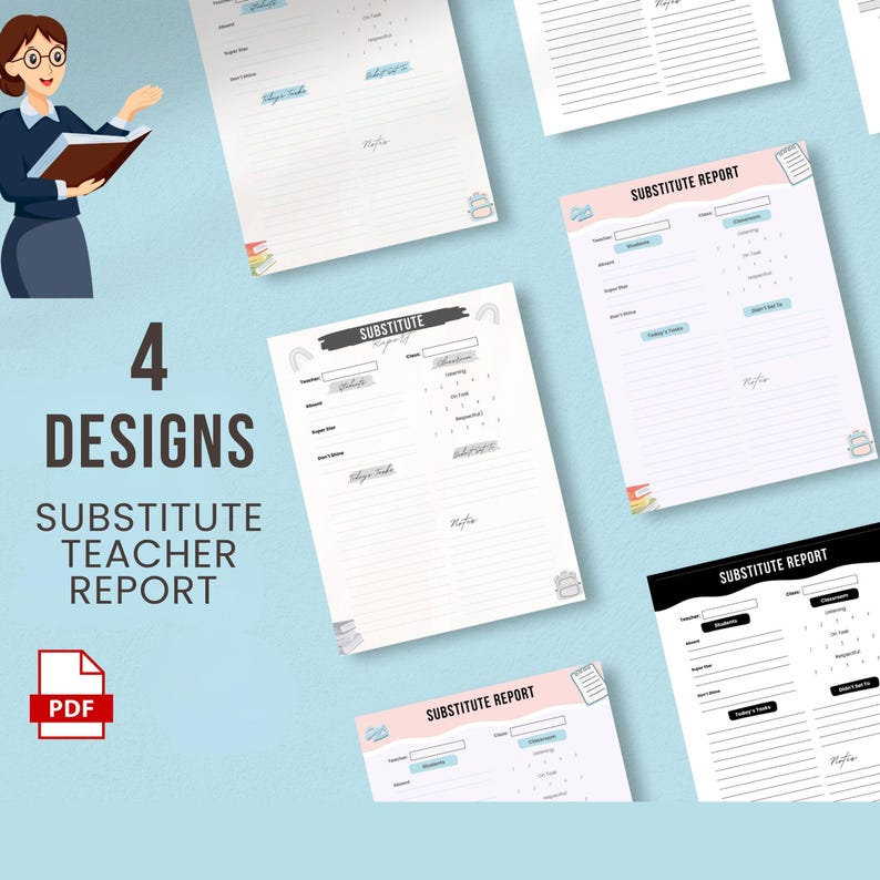 Substitute Teacher Report Substitute Teacher Lesson Plan While You Were ...