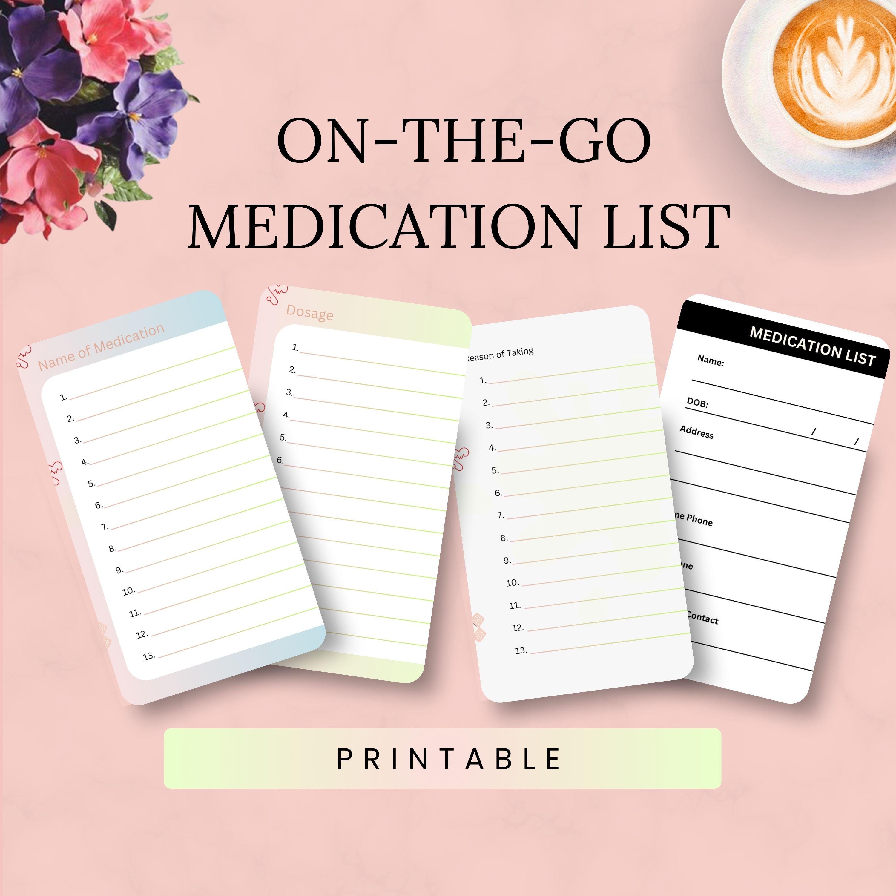 Medication List Wallet Card | Emergency Contact & Medical Info ...
