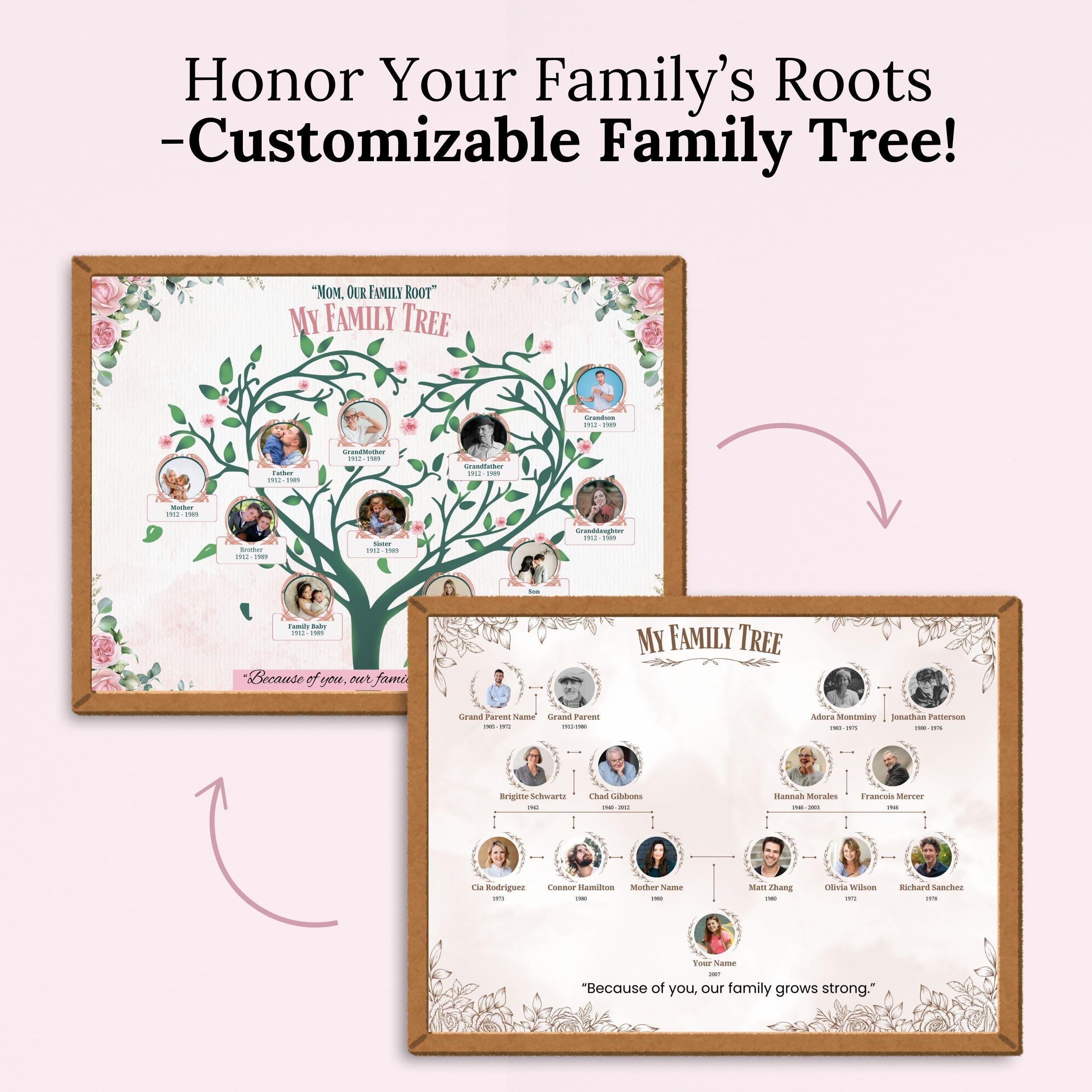 Digital Family Tree Template, Family Tree Chart Template, Useful Gifts ...