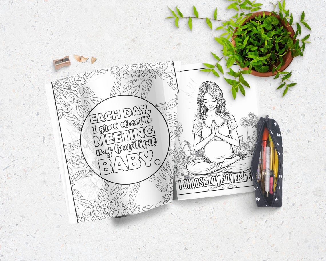 Pregnancy Coloring Pages | Pregnancy Relaxation Gifts for Women ...