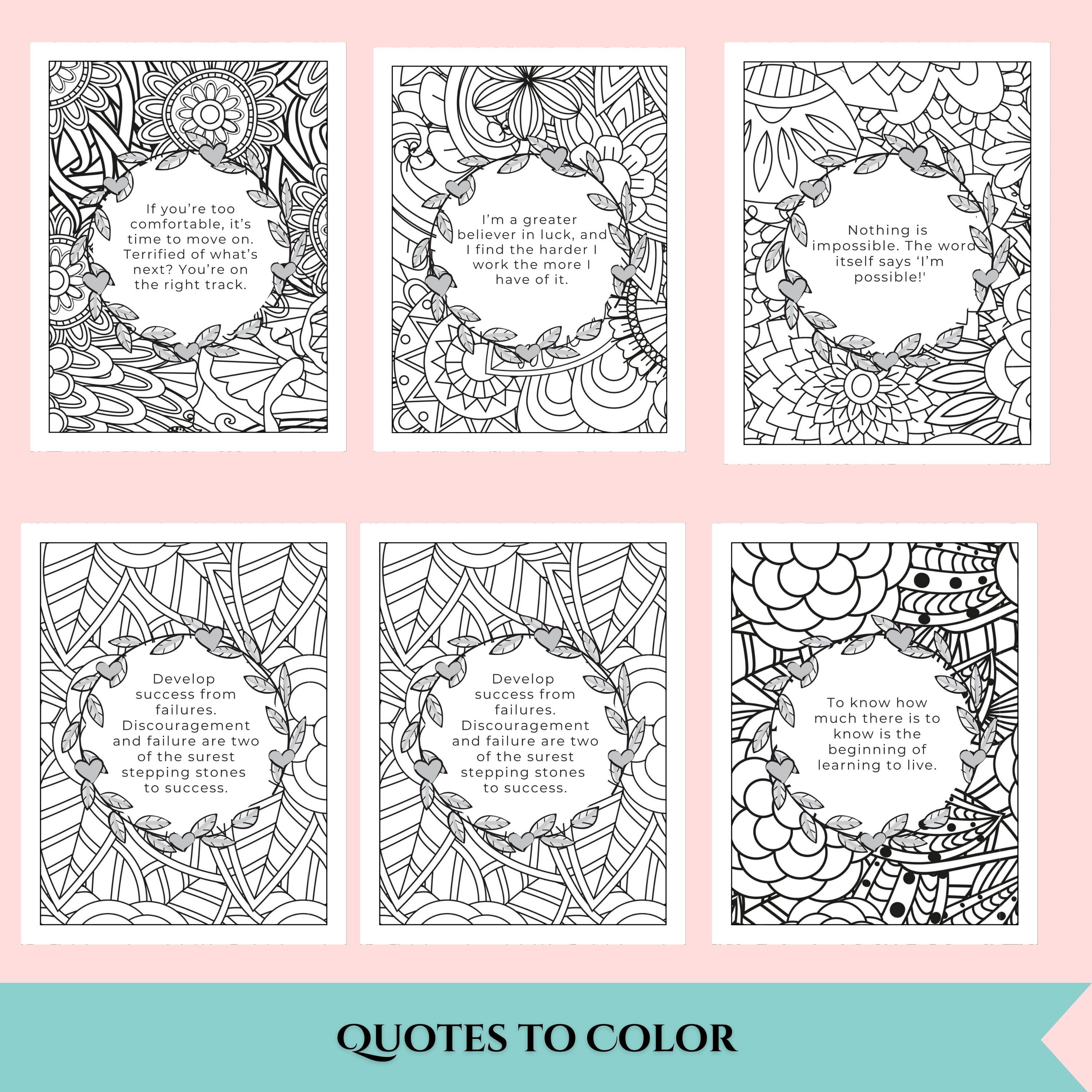 50 Adult Motivational Quotes Coloring Book, Positive Life Quotes ...