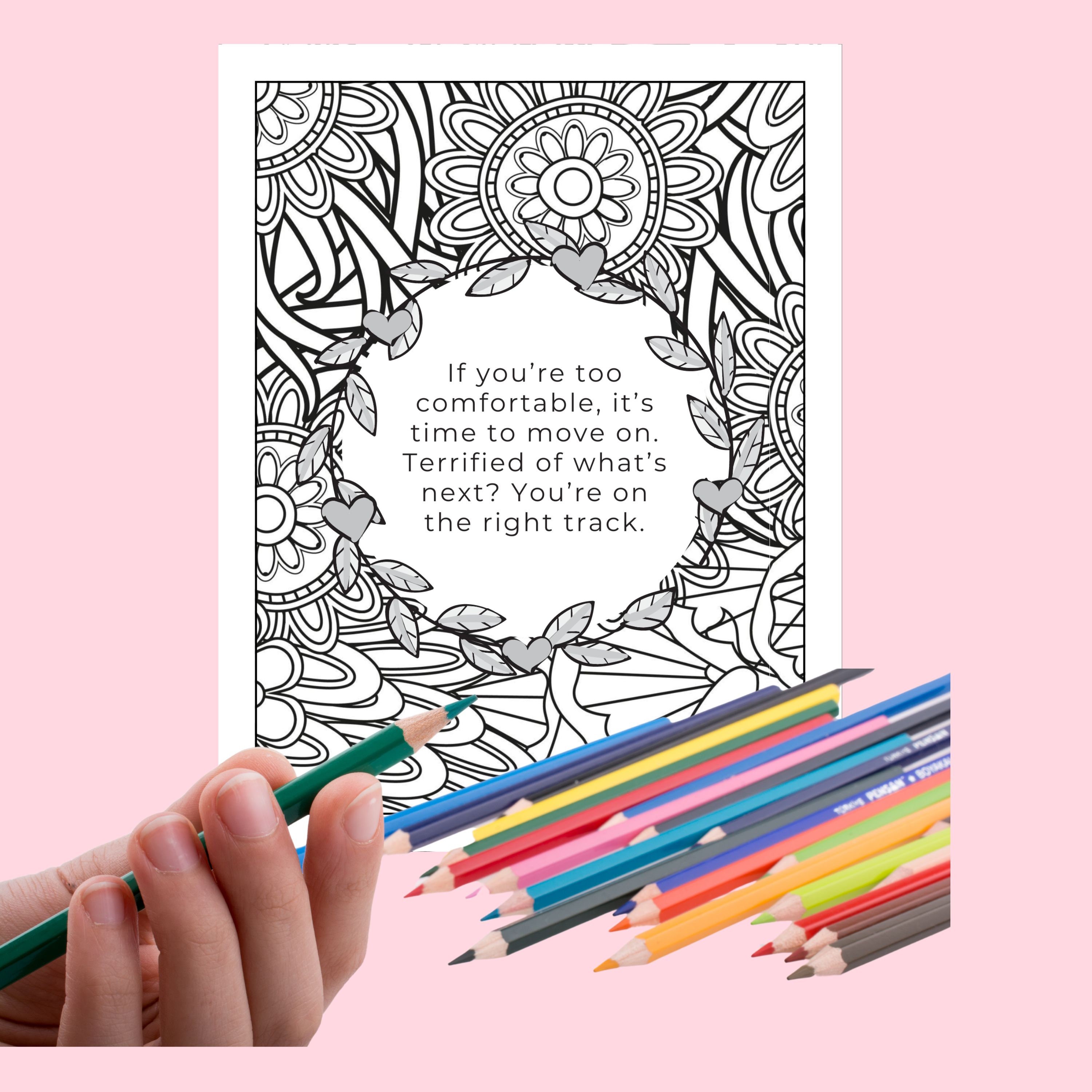50 Adult Motivational Quotes Coloring Book, Positive Life Quotes ...