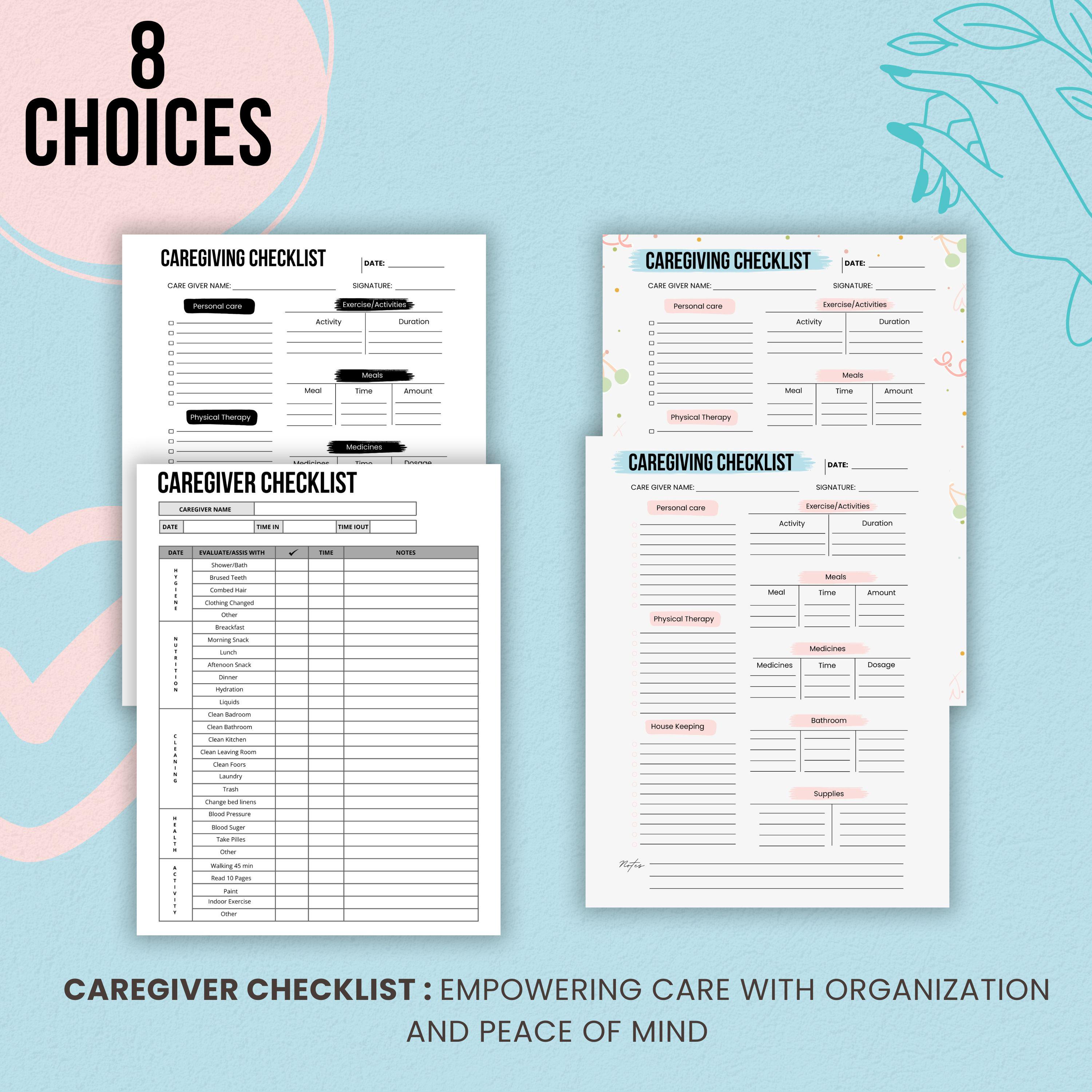 Caregiver Checklist Caregiver Daily Log Instant Download Printable ...
