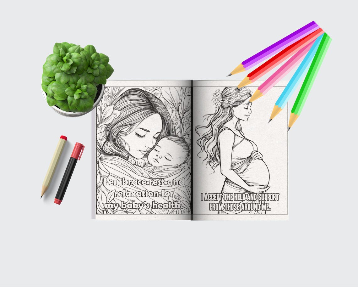 Pregnancy Coloring Pages | Pregnancy Relaxation Gifts for Women ...