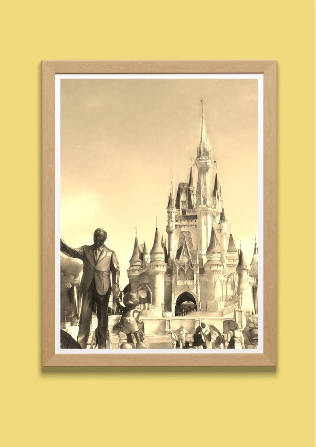 Disneys Cinderellas Castle and Partnership Statue Retro Toon - Etsy