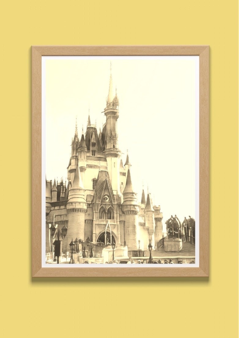 Disneys Cinderellas Castle Retro Toon Print Disney Print - Etsy
