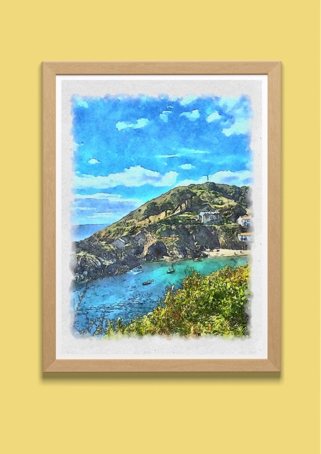 Polperro Cornish Watercolour Print, Wall Art - Etsy