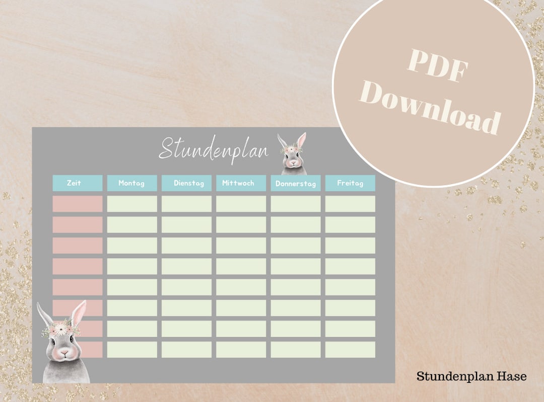 Timetable Rabbit as a PDF File for Printing - Etsy