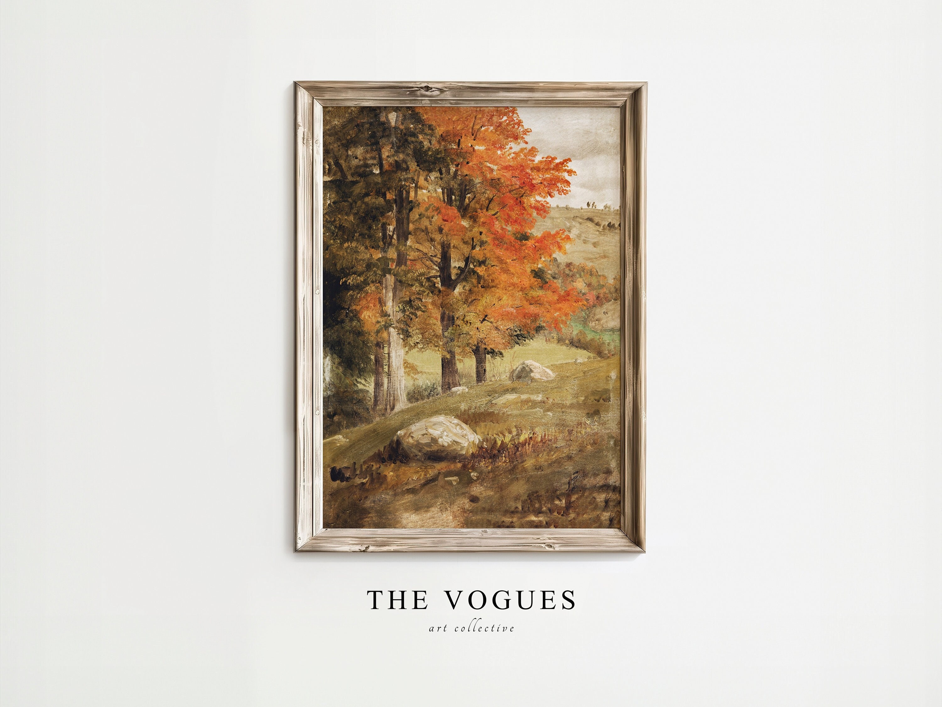 PRINTABLE Autumn Forest Landscape Vintage Fall Trees Scenery Painting ...