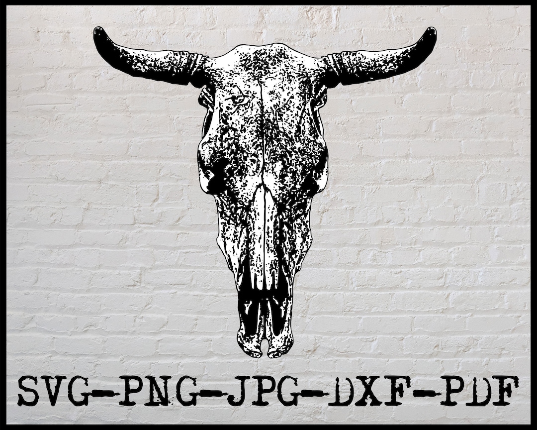Cow Skull SVG File, Cow Skull Svg WHITE Background, Cow Skull Cut File ...
