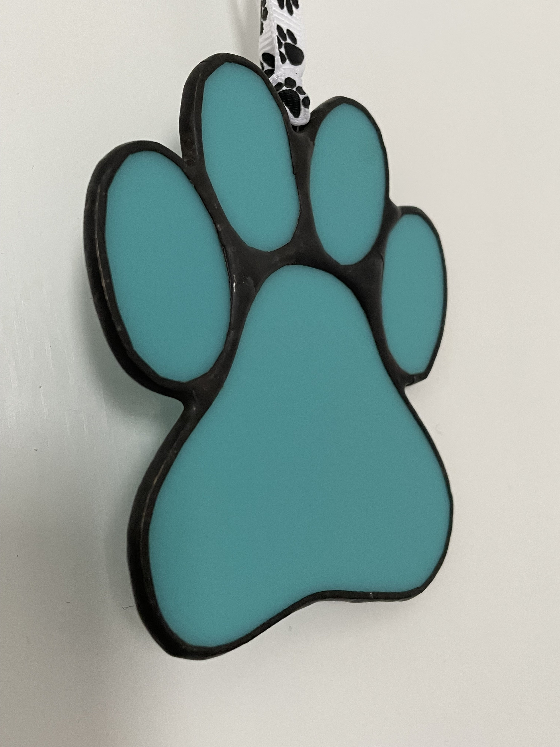 Stained Glass Paw Print Ornament: Blue Opaque Dog Memorial Gift - Etsy