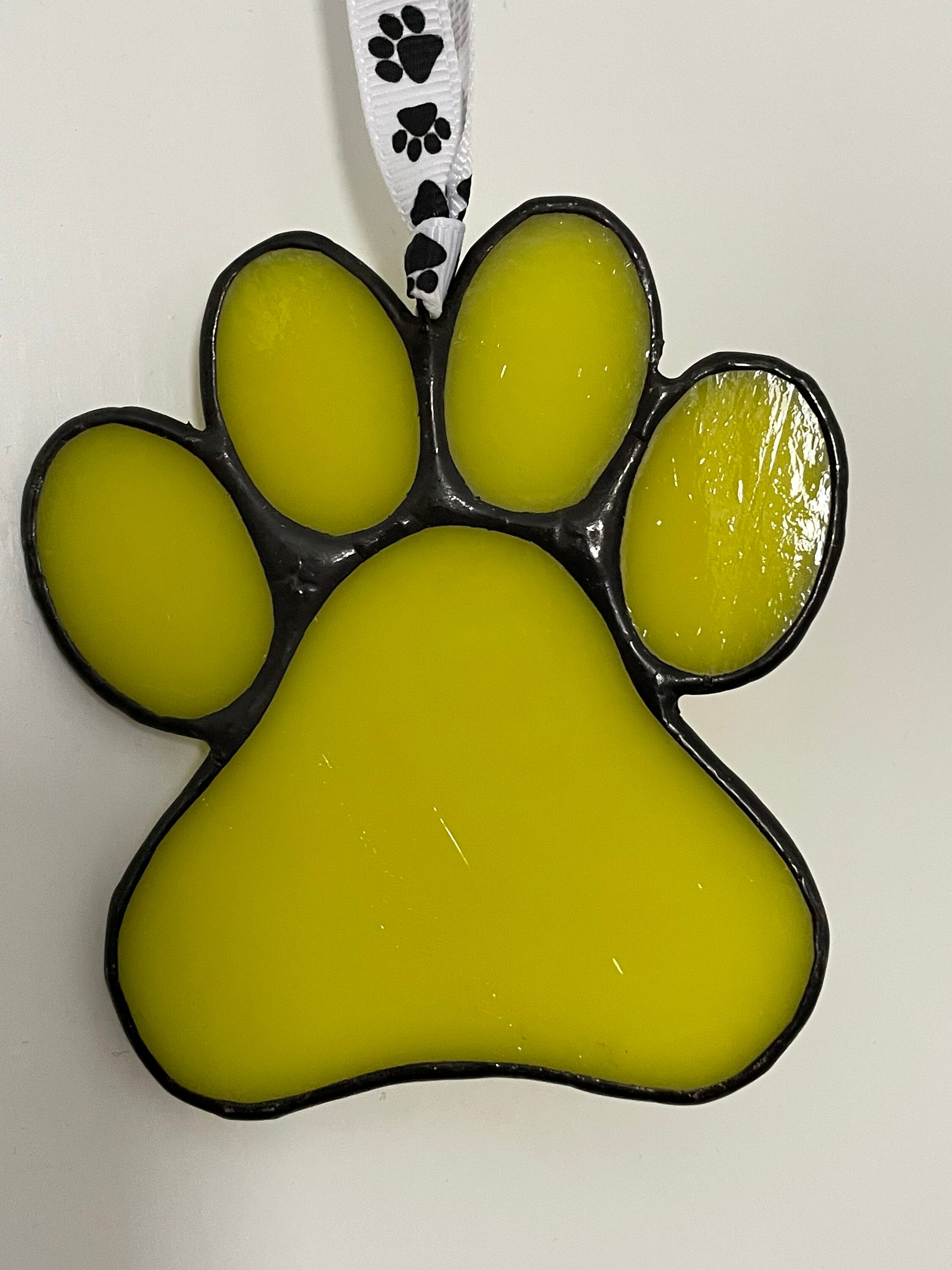 Yellow Paw Prints / Stained Glass Paw Print / Yellow Glass / Dog Print ...