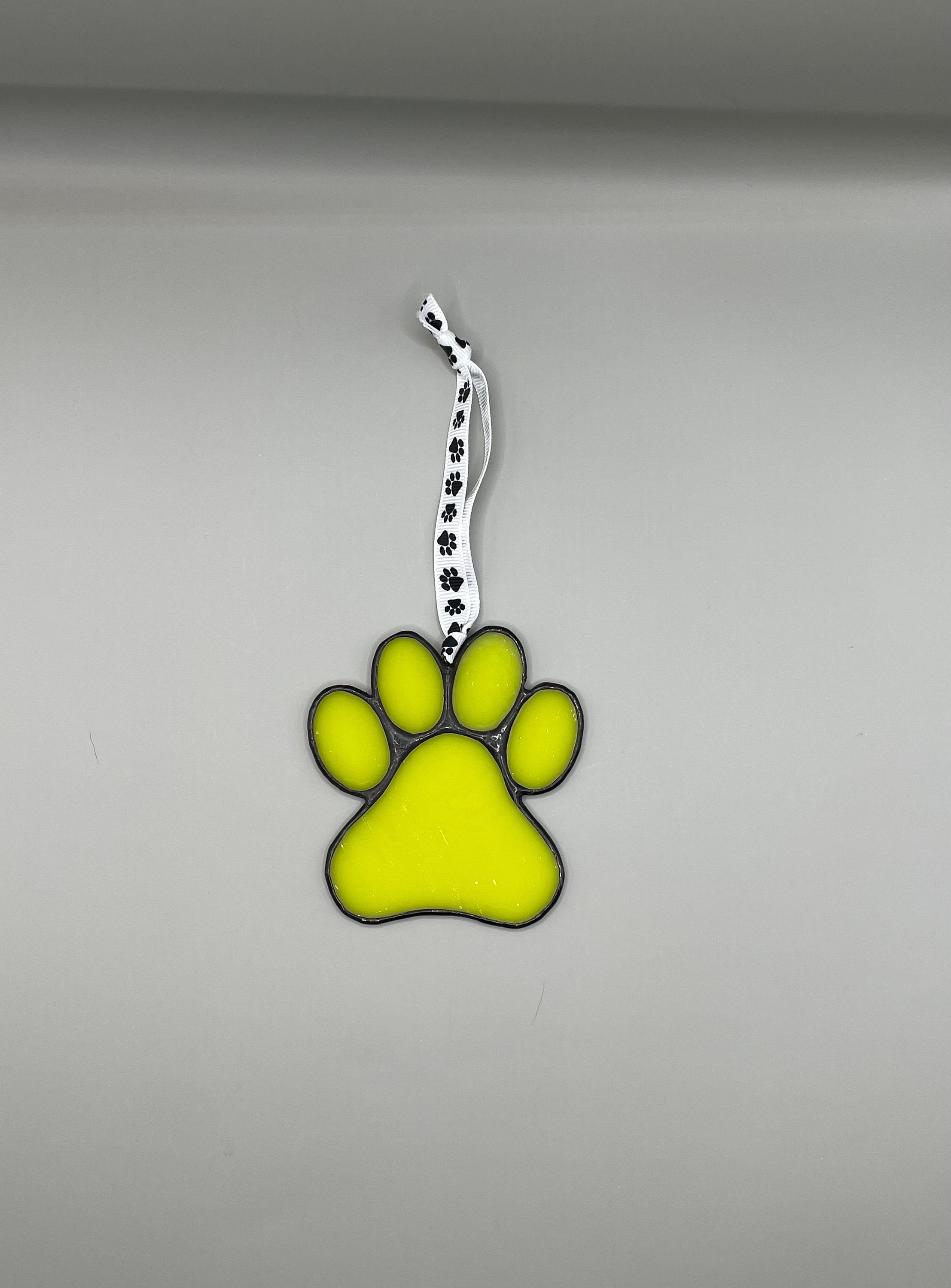 Yellow Paw Prints / Stained Glass Paw Print / Yellow Glass / Dog Print ...