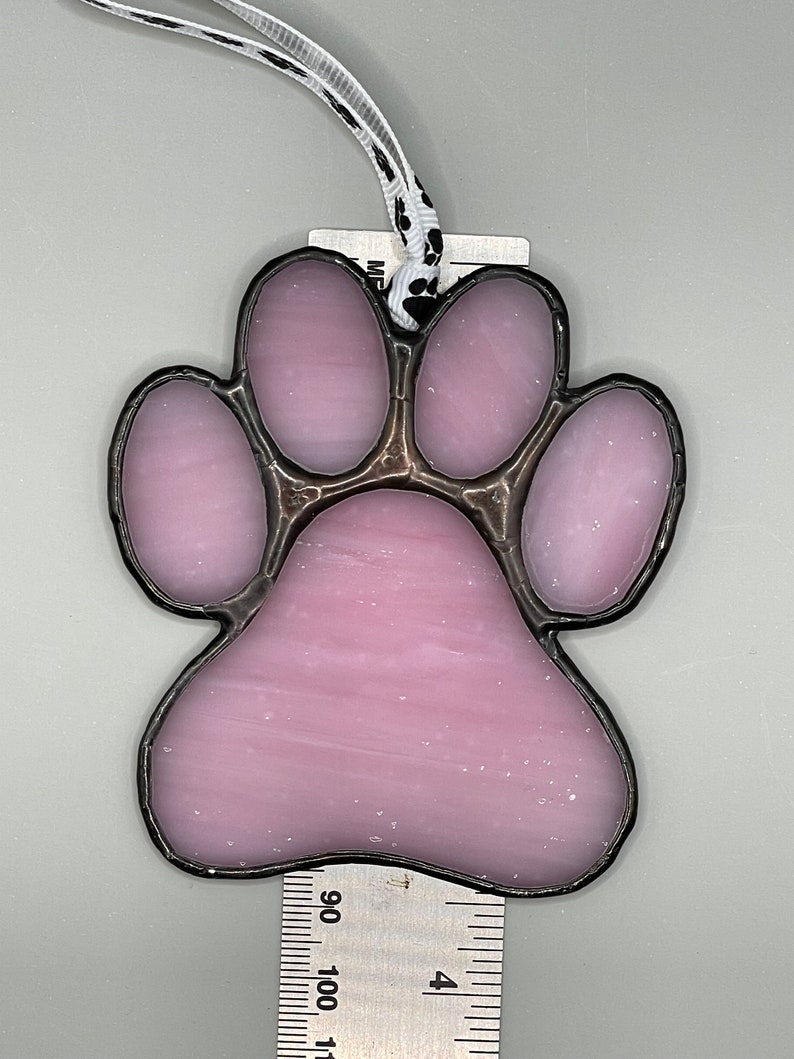 Pink Paw Prints / Stained Glass Paw Print / Pink Glass / Dog Print - Etsy