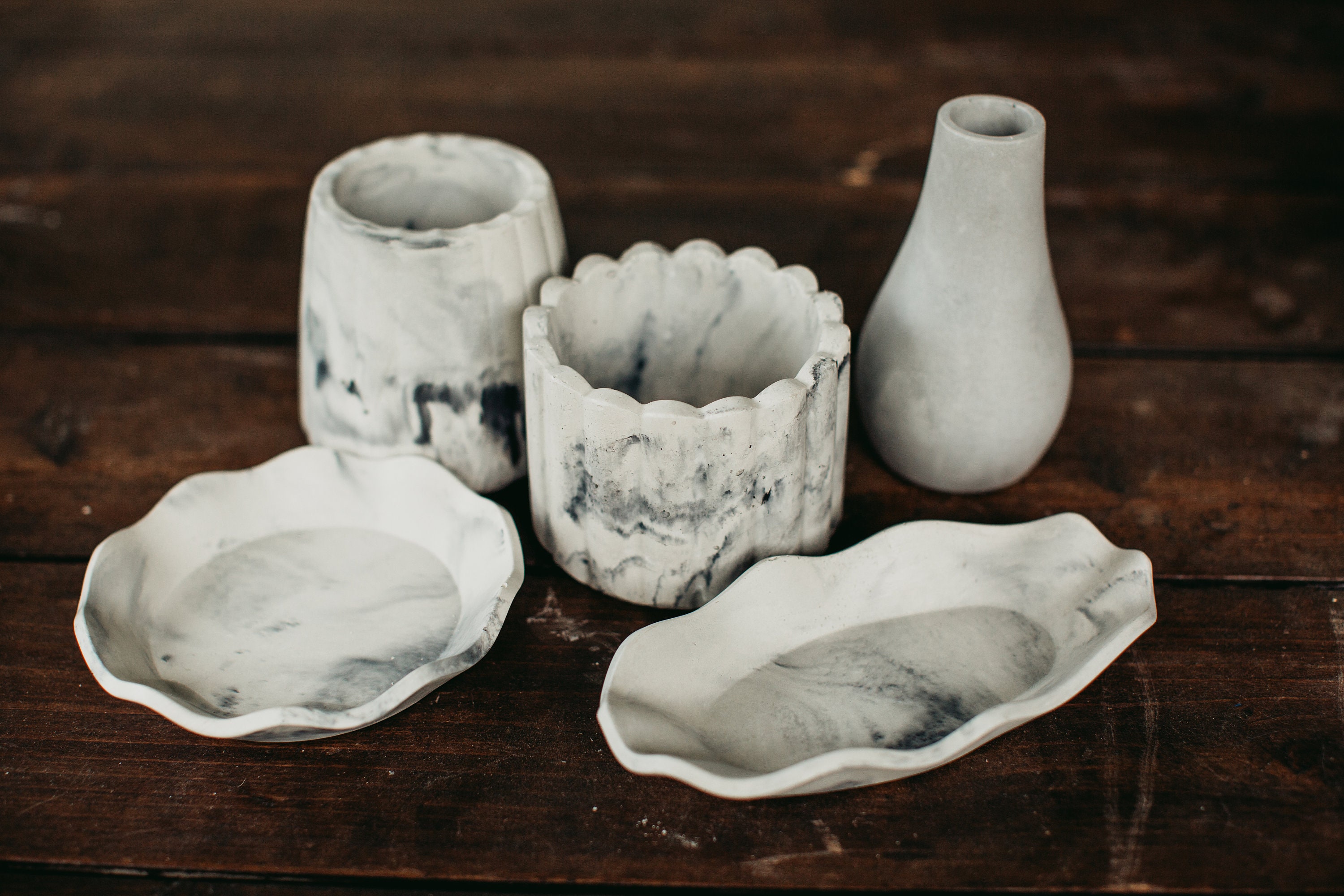 Scallop Edge Concrete Platters - Etsy