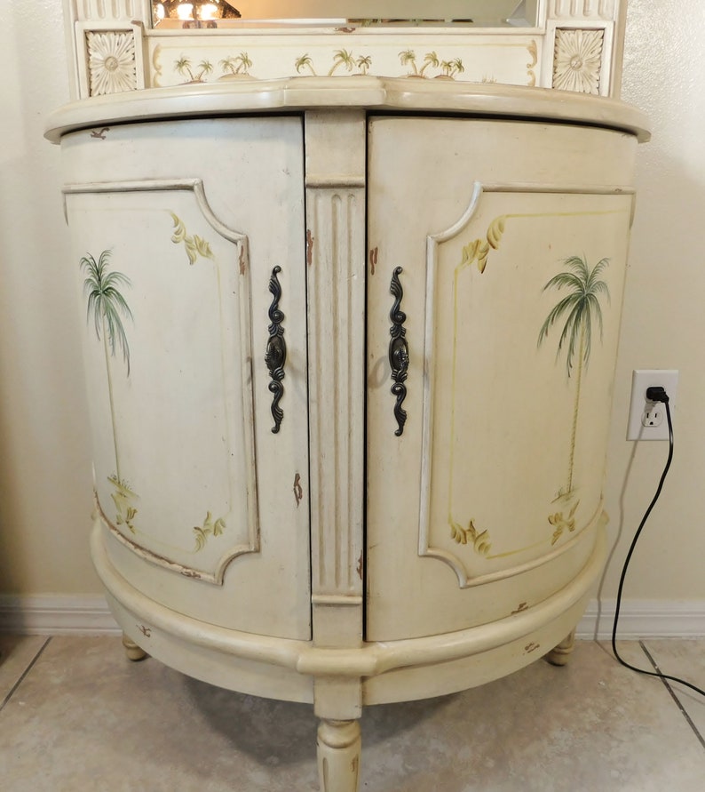 Beautiful SET Solid Wood PALM TREE Demilune Console Table & - Etsy