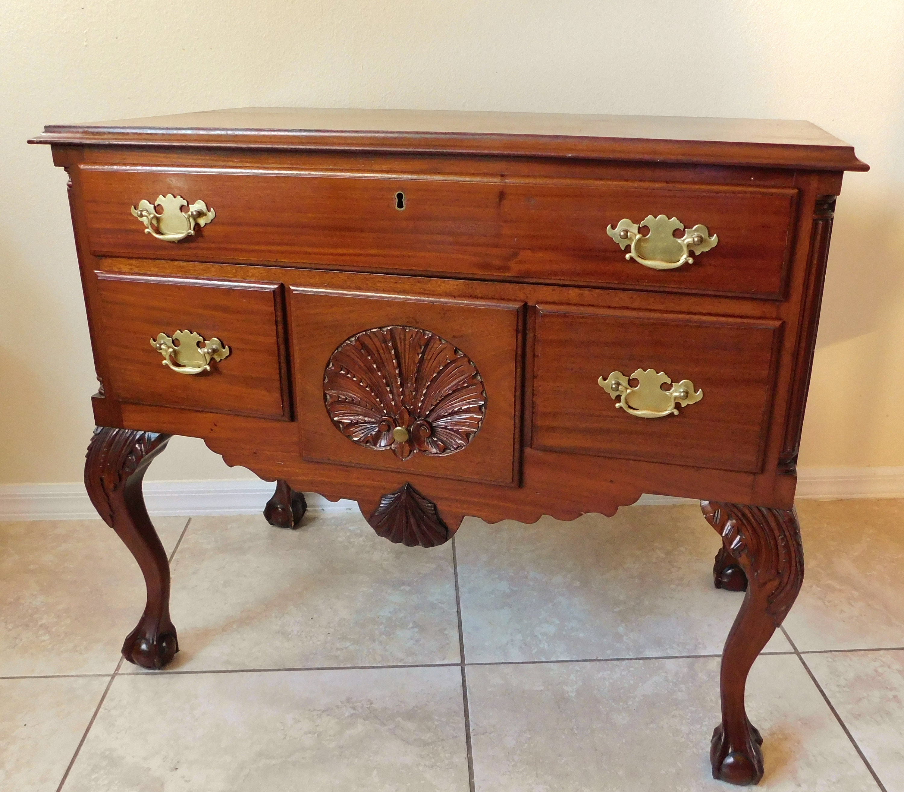Mahogany Wood Ball & Claw Lowboy Chest of Drawers Dresser End Table - Etsy