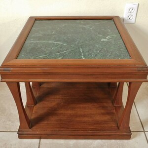 Vintage Mid Century Square Green Marble Top Solid Wood Side/end Accent ...