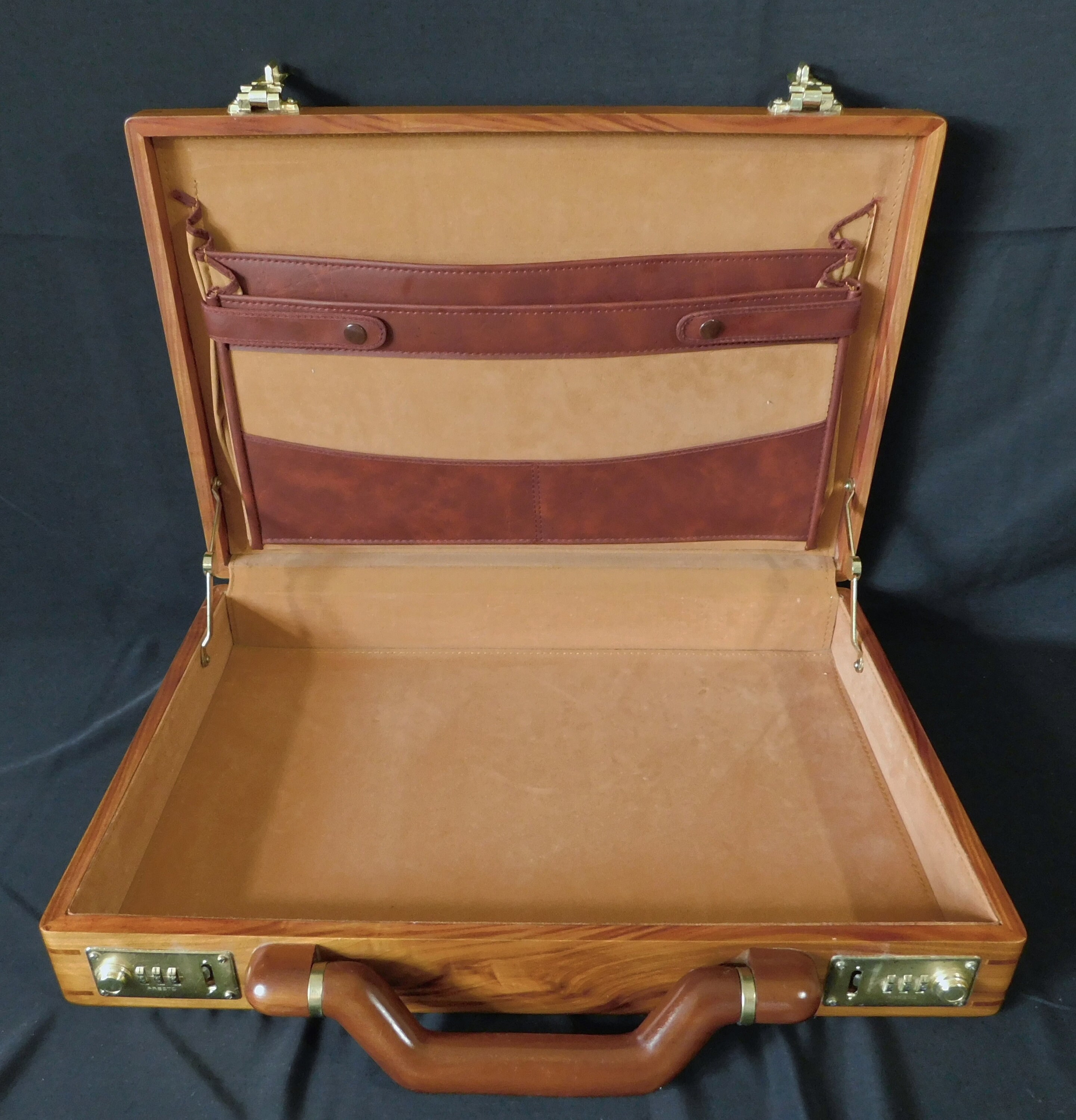Vintage Solid Oak Wooden Briefcase W/ Original Tags Presto Gold ...