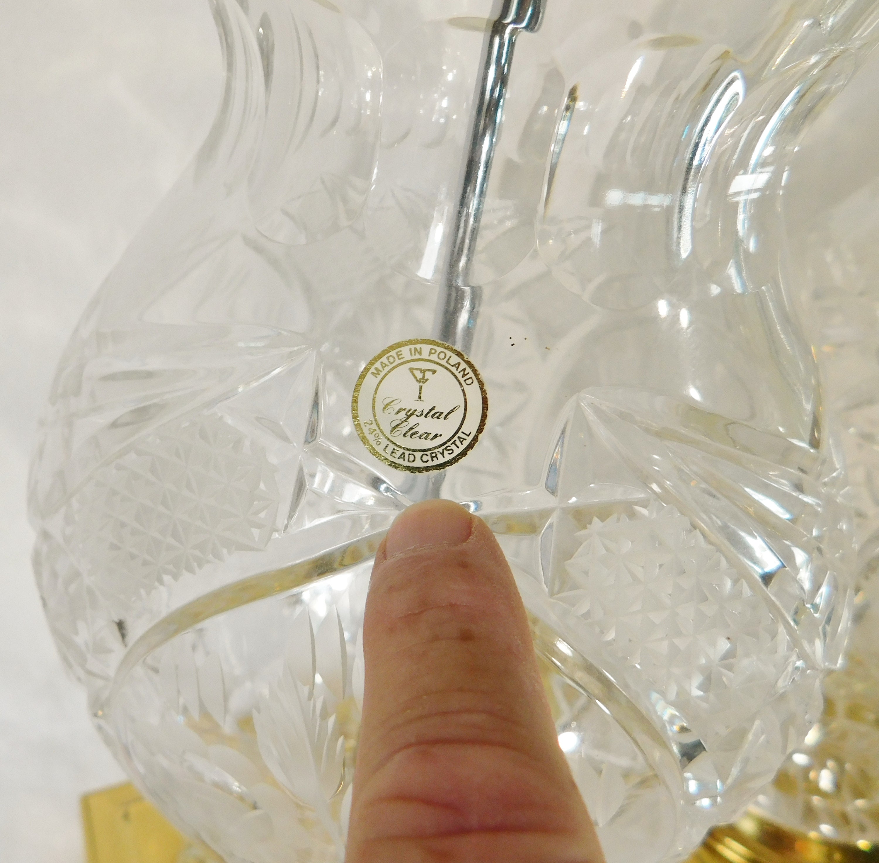 Vintage Mid Century Poland Floral Cut Crystal & Solid Brass - Etsy