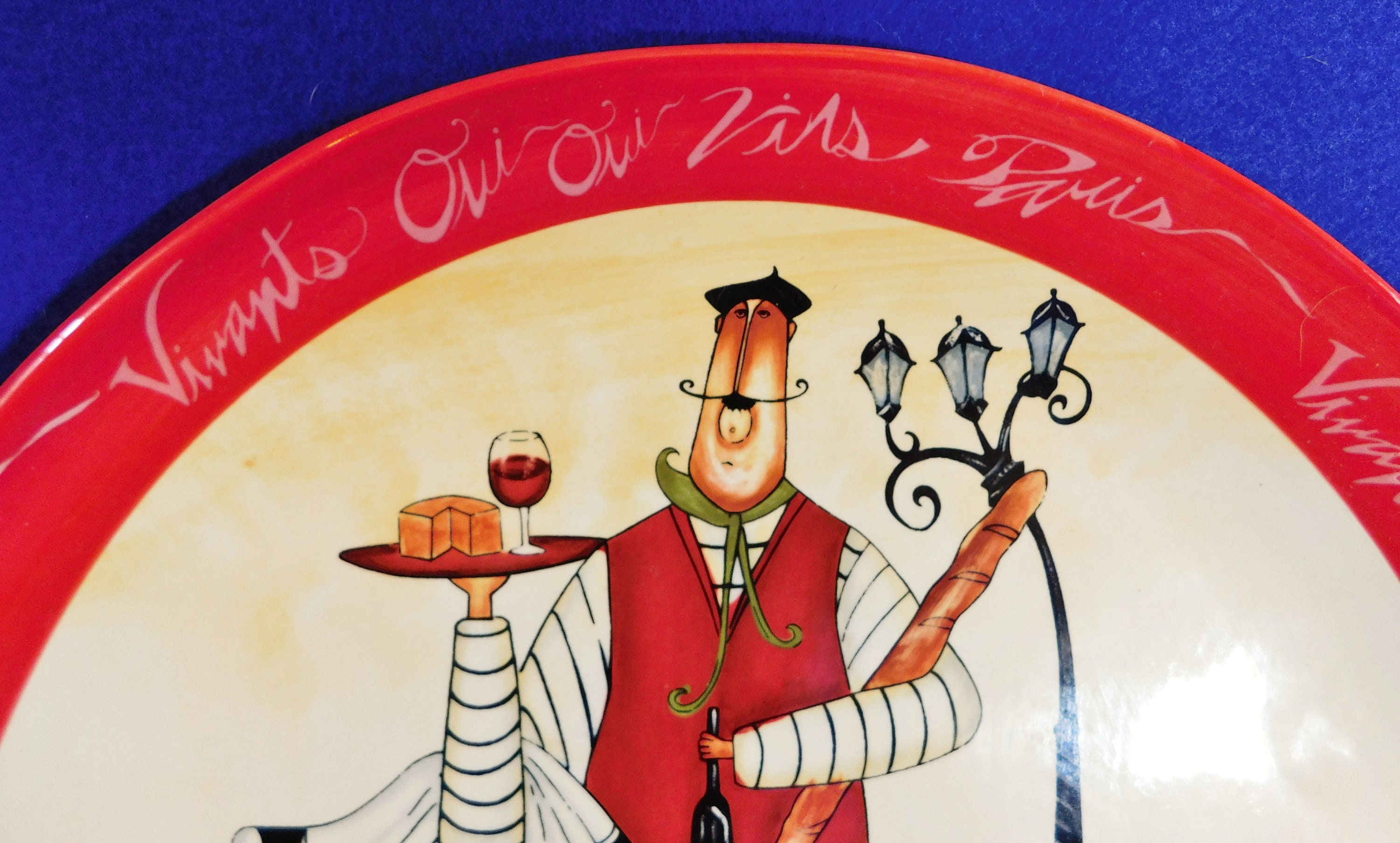 Large Whimsical Red, Black, & White "paris" French Chef Round Ceramic ...