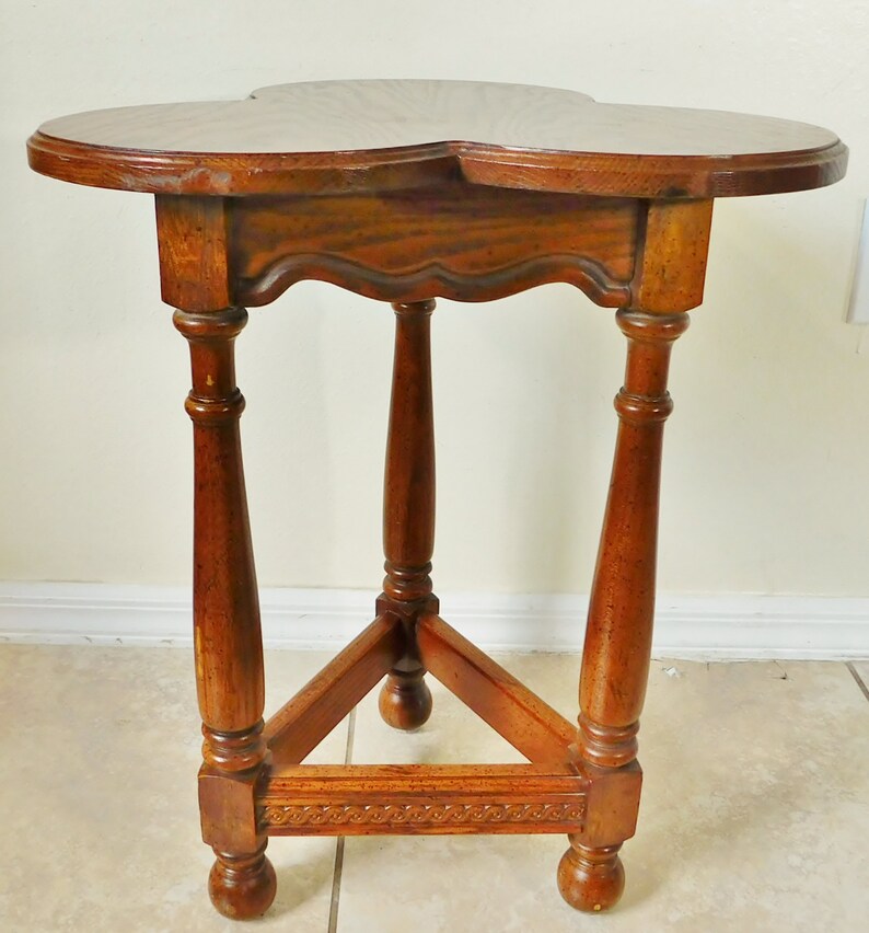 Vintage Mid Century Solid Oak Wood Clover Leaf Accent Side/end - Etsy