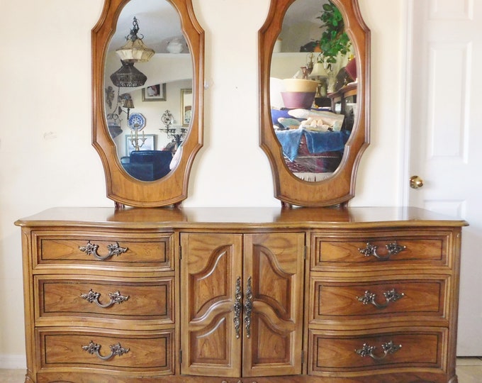Vintage Dixie Furniture French Provincial 9 Drawer 2 Door Triple ...