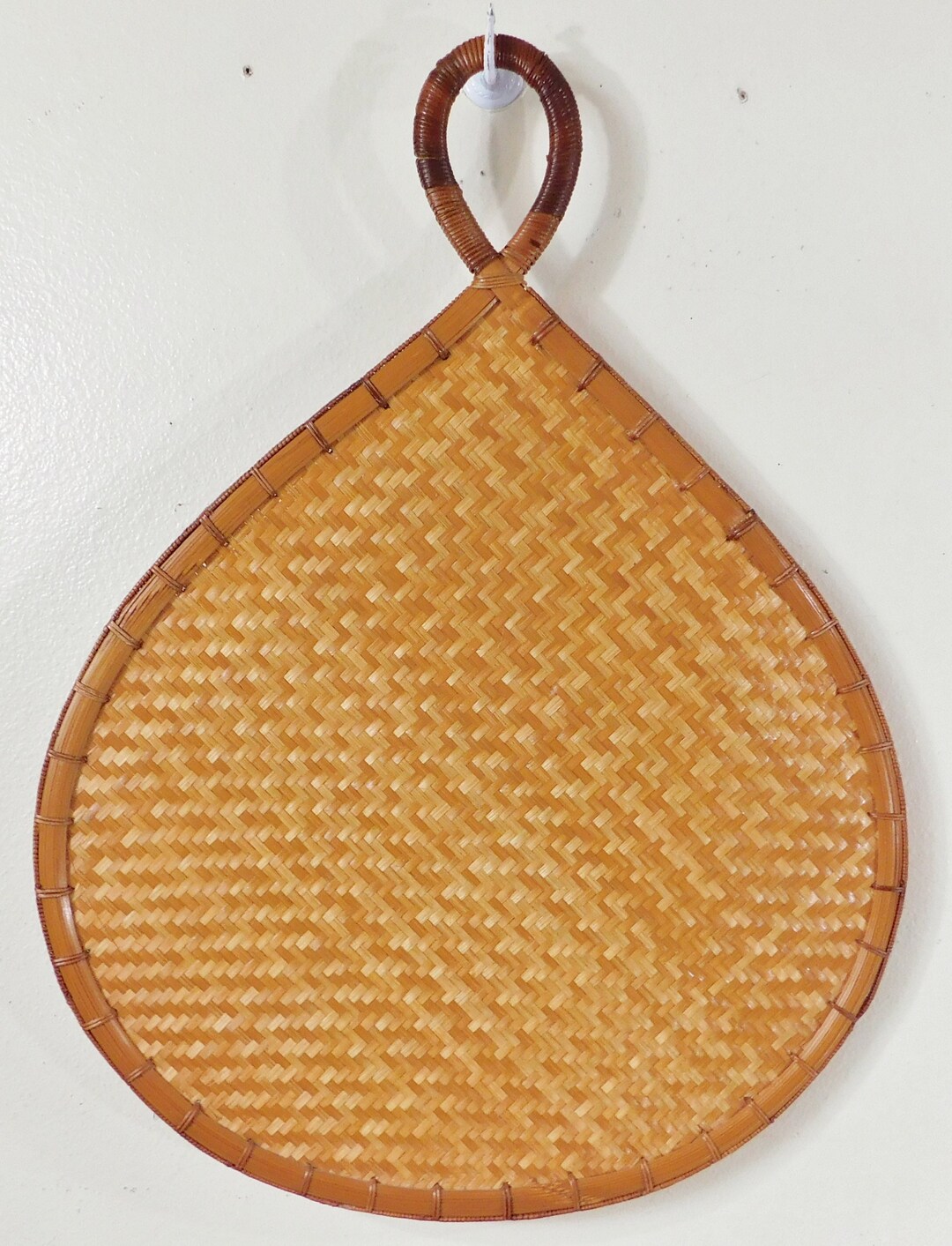 Large Vintage Mid Century Wicker Bamboo Banana Leaf Fan Hanging Wall ...