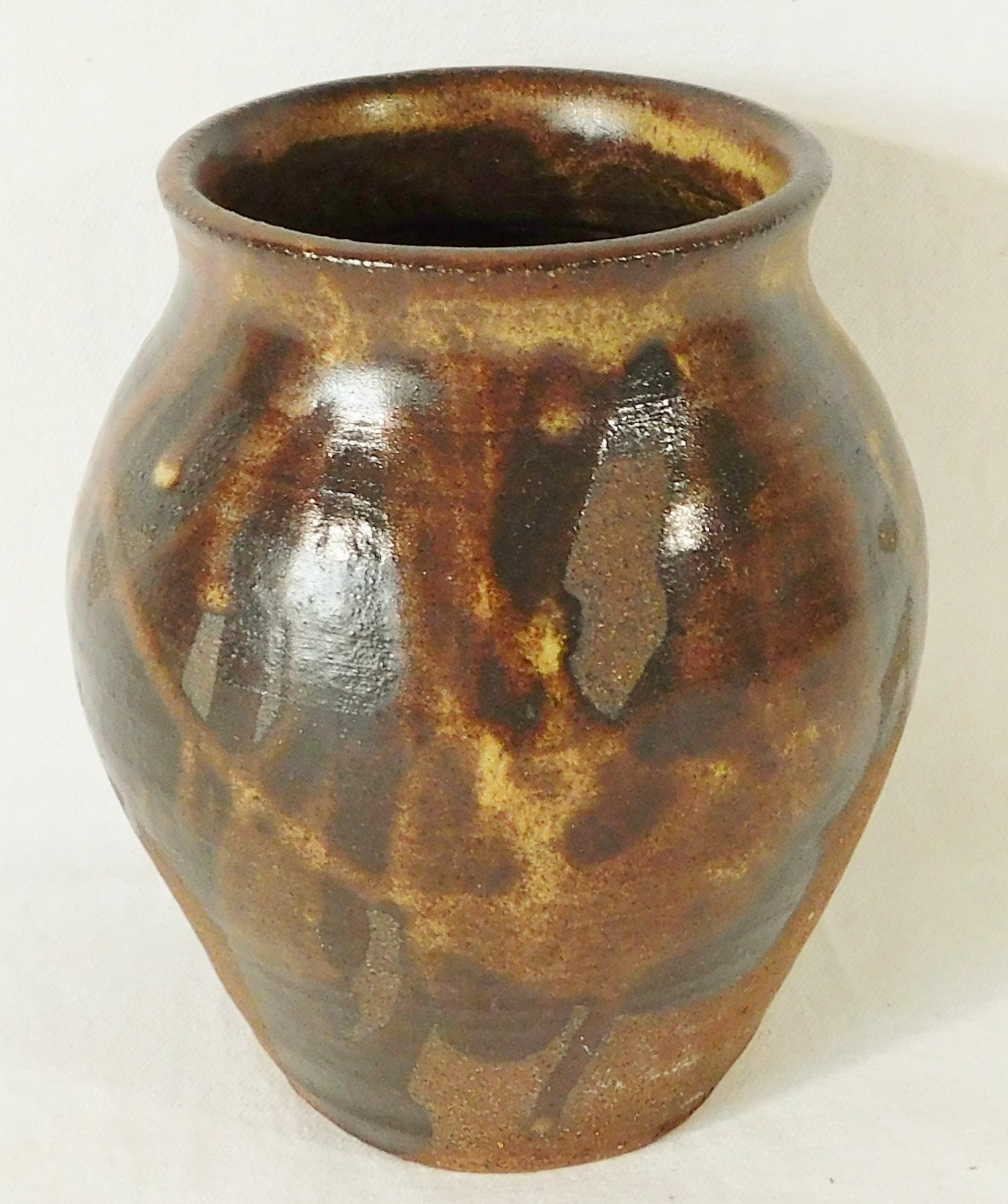 Vintage Studio Sand Art Pottery Drip Glaze Ginger Jar Vase Signed ...
