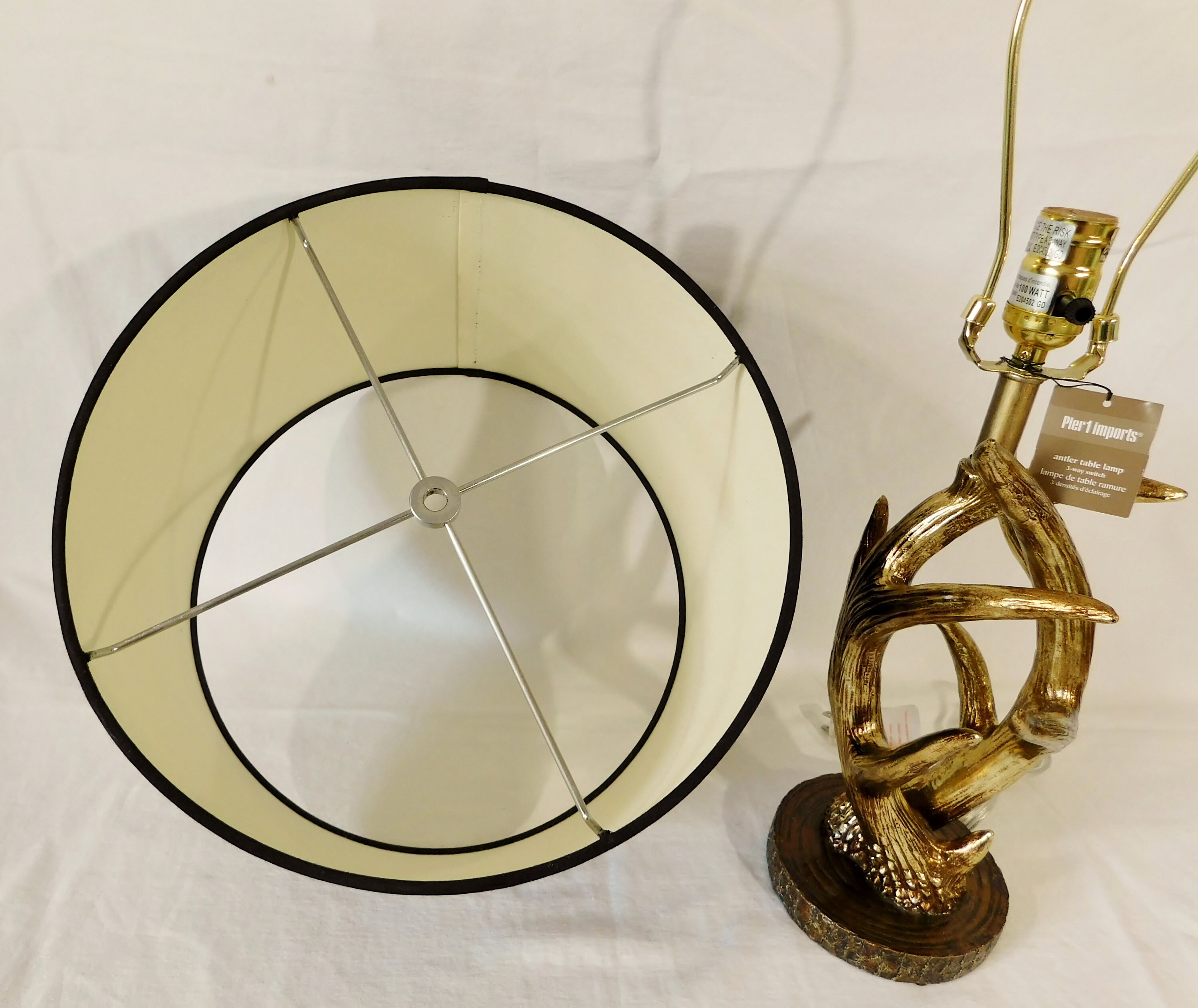 Pier One Black & Gold Gilt Faux Antler Table Desk Lamp With Shade - Etsy