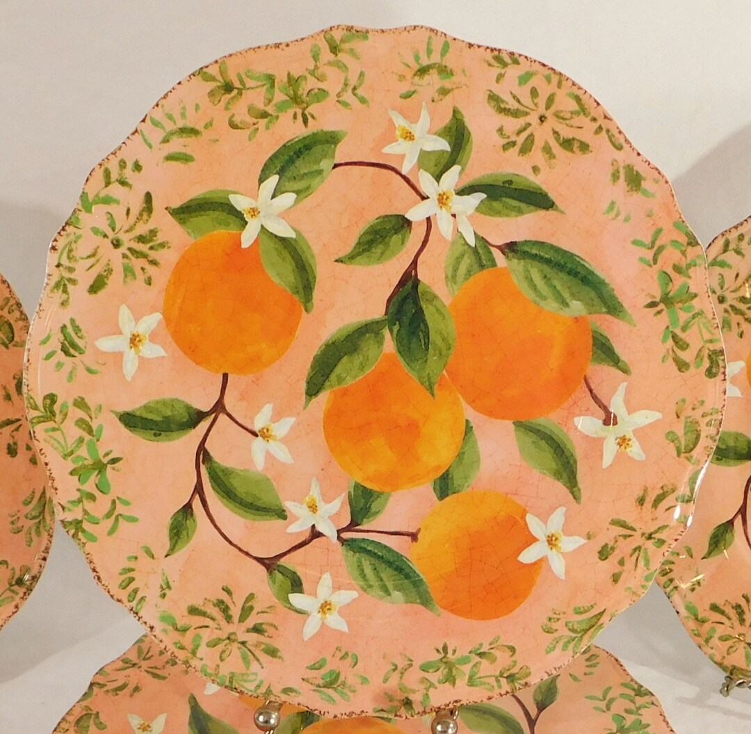 Orange Blossom Summertime Melamine Dinner Plates Set of 8 - Etsy