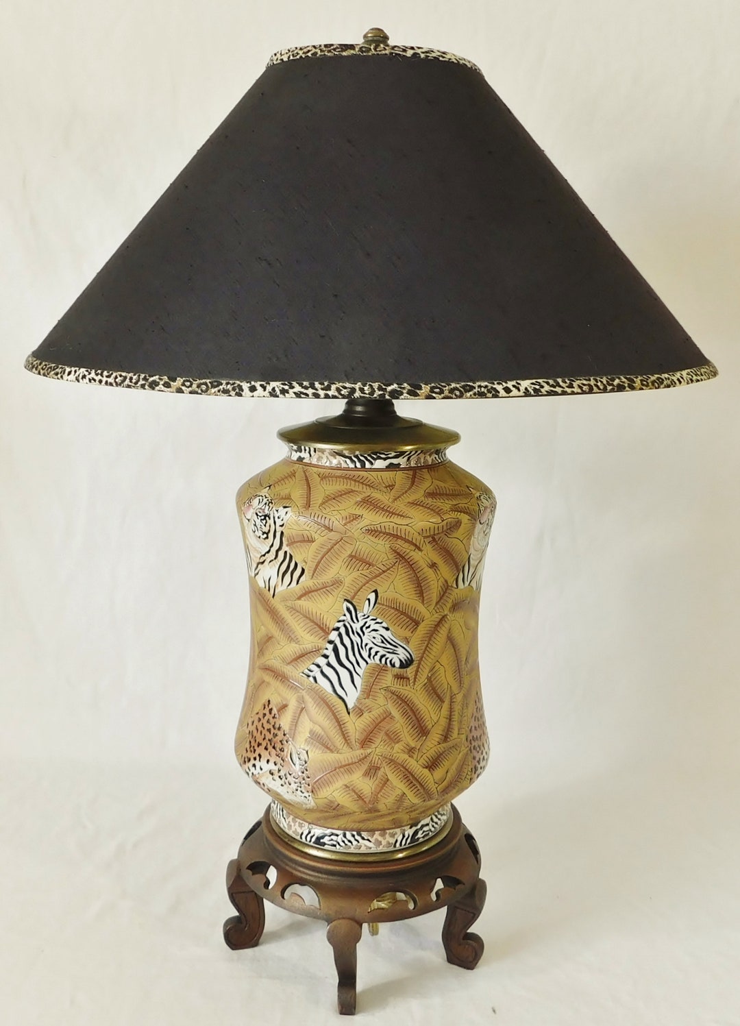Vintage 1980s Hand Painted Safari Animal Print Porcelain Vase - Etsy