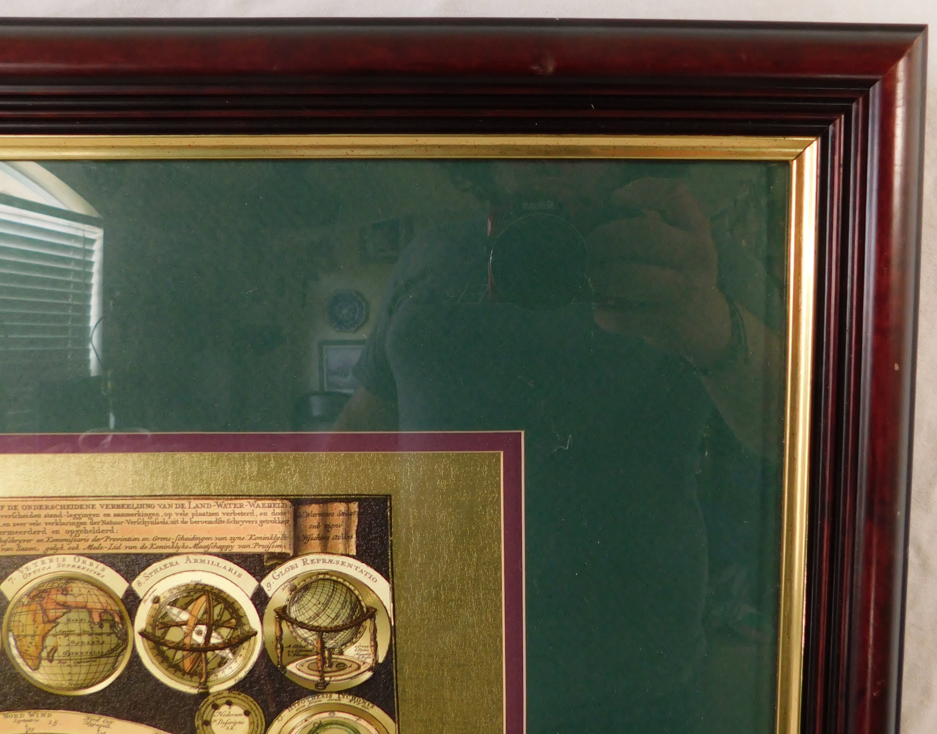 Large Vintage Ornate Gold World Map Framed & Matted Mahogany Wood Wall ...