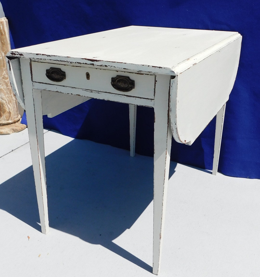 Antique Early 1900s Solid Mahogany White Drop Leaf Side/end Accent ...